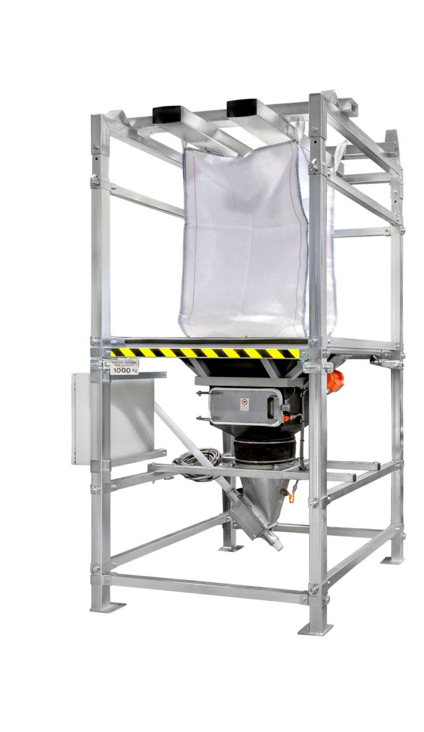 Bulk bag unloaders: telescopic design for adjustable big bag height